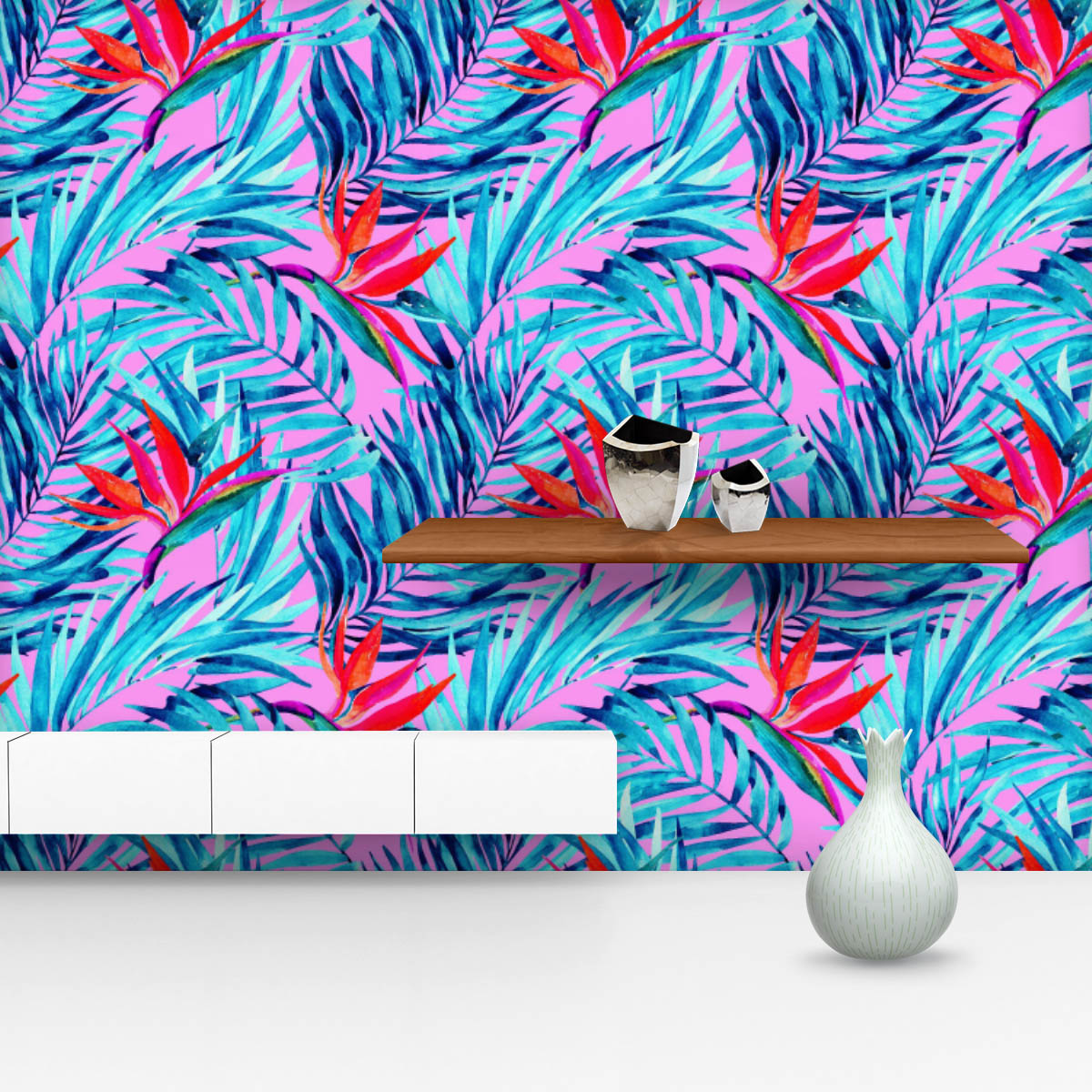 Watercolor Palm Leaves Wallpaper Roll – ArtzFolio.com