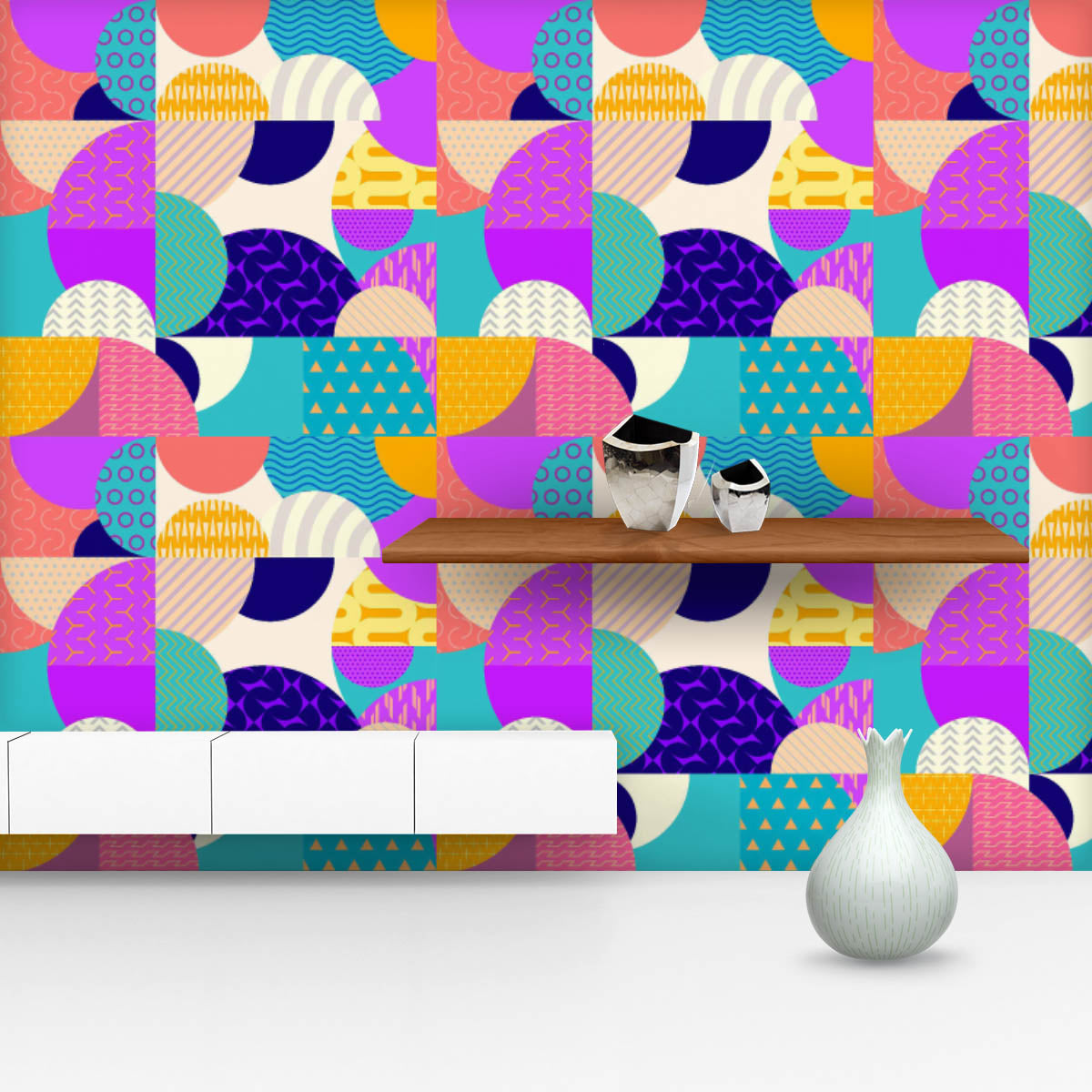 Watercolour Geometric Pattern D3 Wallpaper Roll – ArtzFolio.com