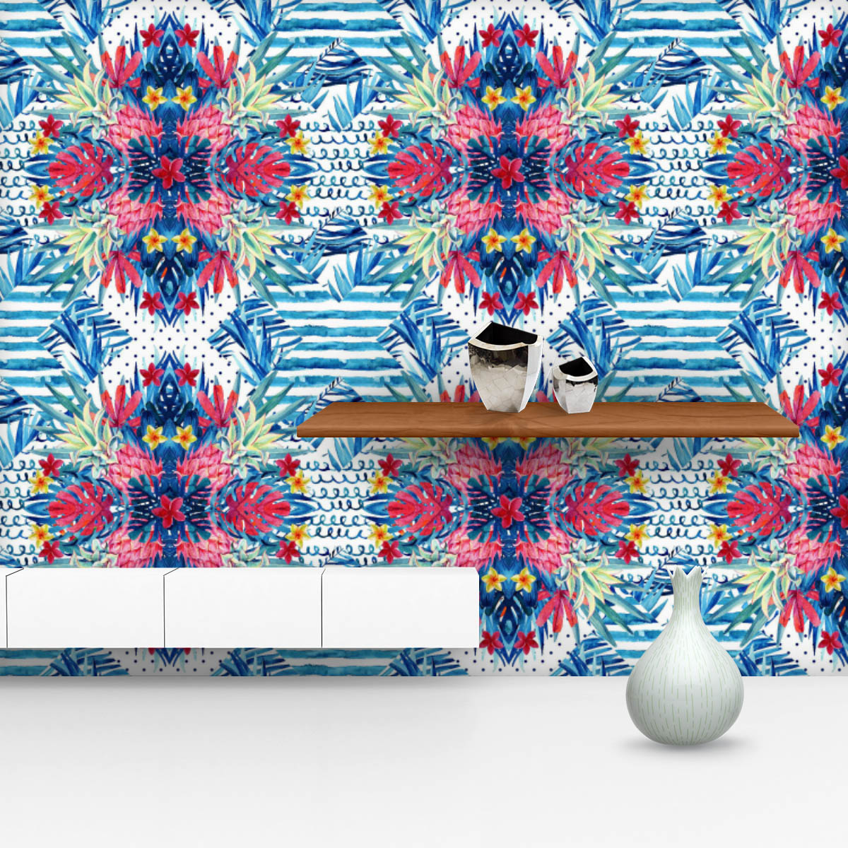 Abstract Watercolor Flowers Wallpaper Roll – ArtzFolio.com