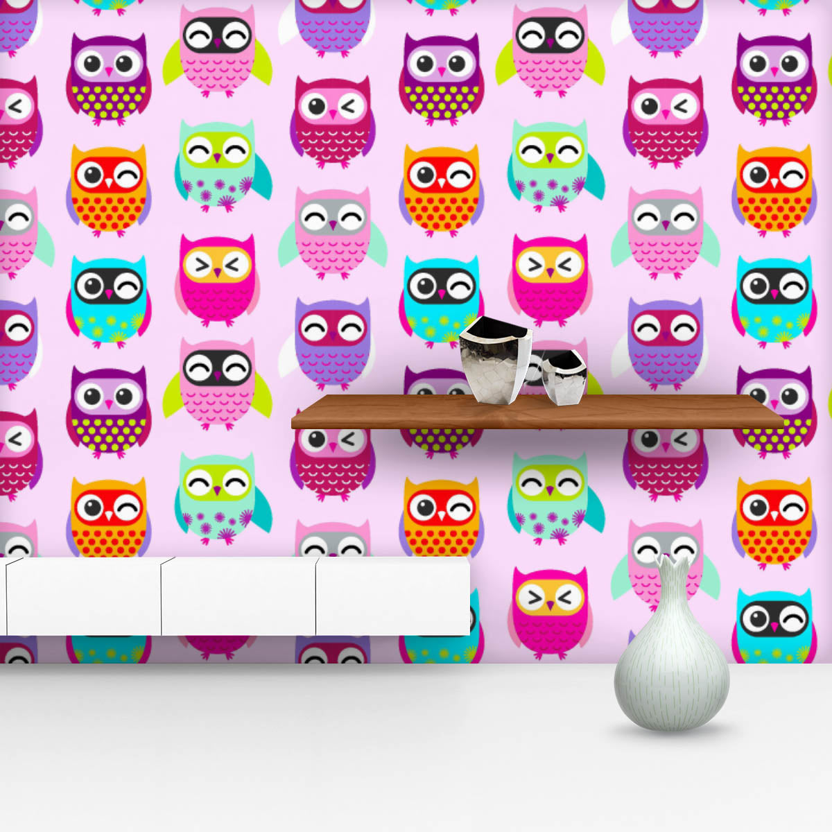 Owls Pattern D3 Wallpaper Roll – ArtzFolio.com
