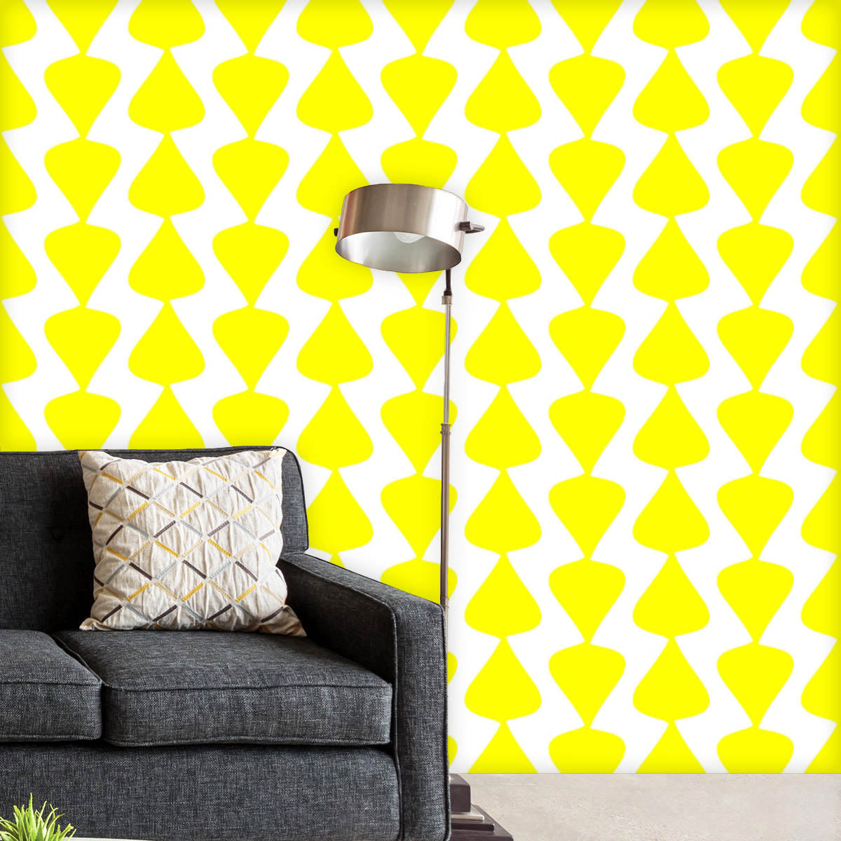 Yellow White Modern Style Wallpaper Roll – ArtzFolio.com