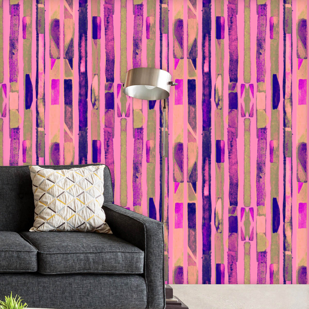 Bauhaus Pattern Stripes D3 Wallpaper Roll – ArtzFolio.com