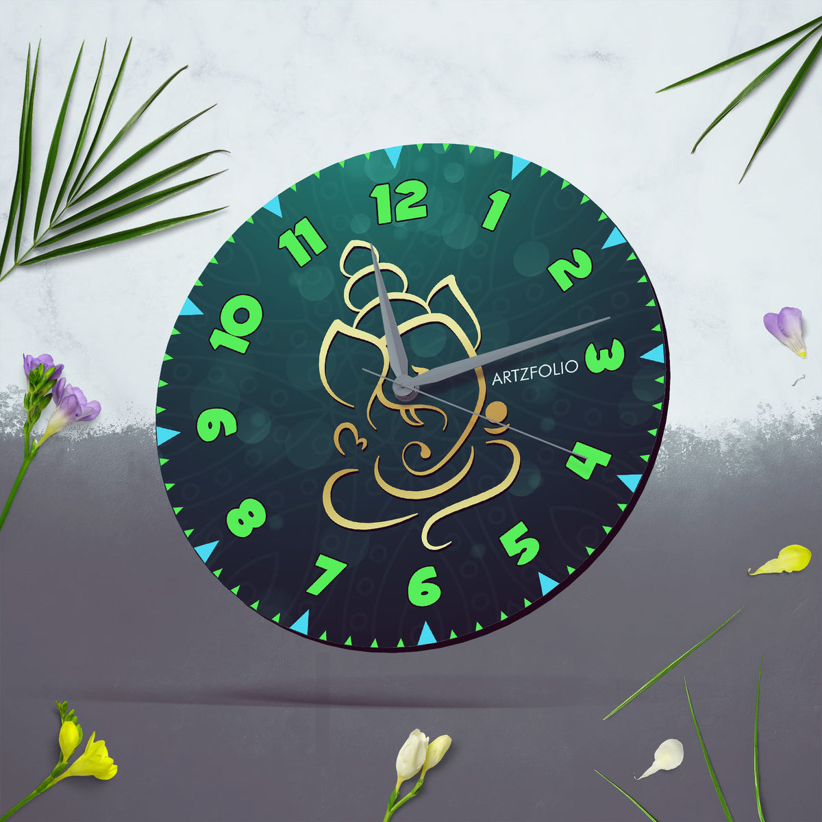 Hindu God Ganesh D12 Quartz Wall Clock | Non-Ticking Silent Movement ...