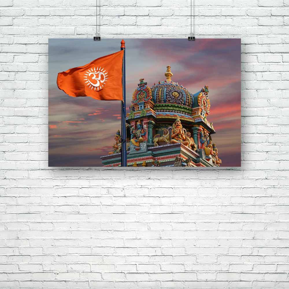Flag With A Sign Om D2 Unframed Paper Poster – ArtzFolio.com