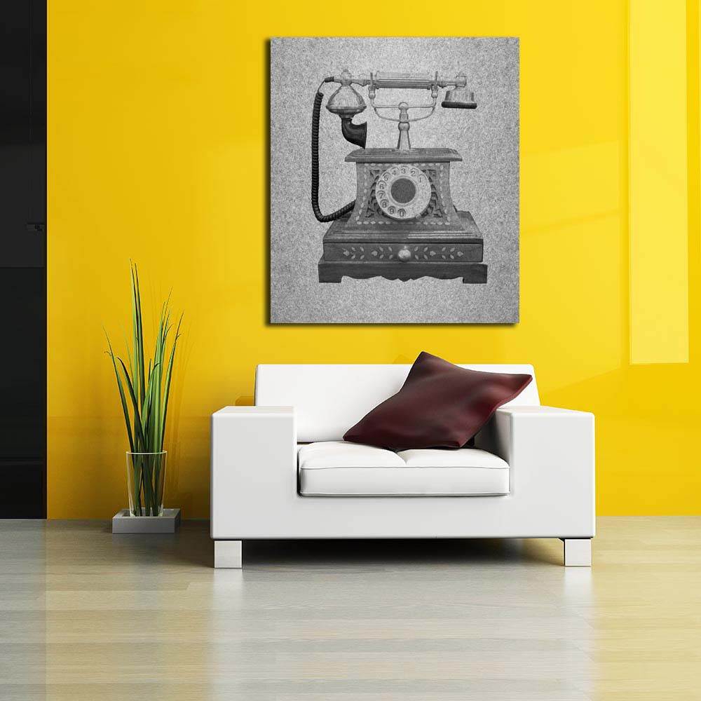 Retro Telephone Canvas Painting Synthetic Frame – ArtzFolio.com