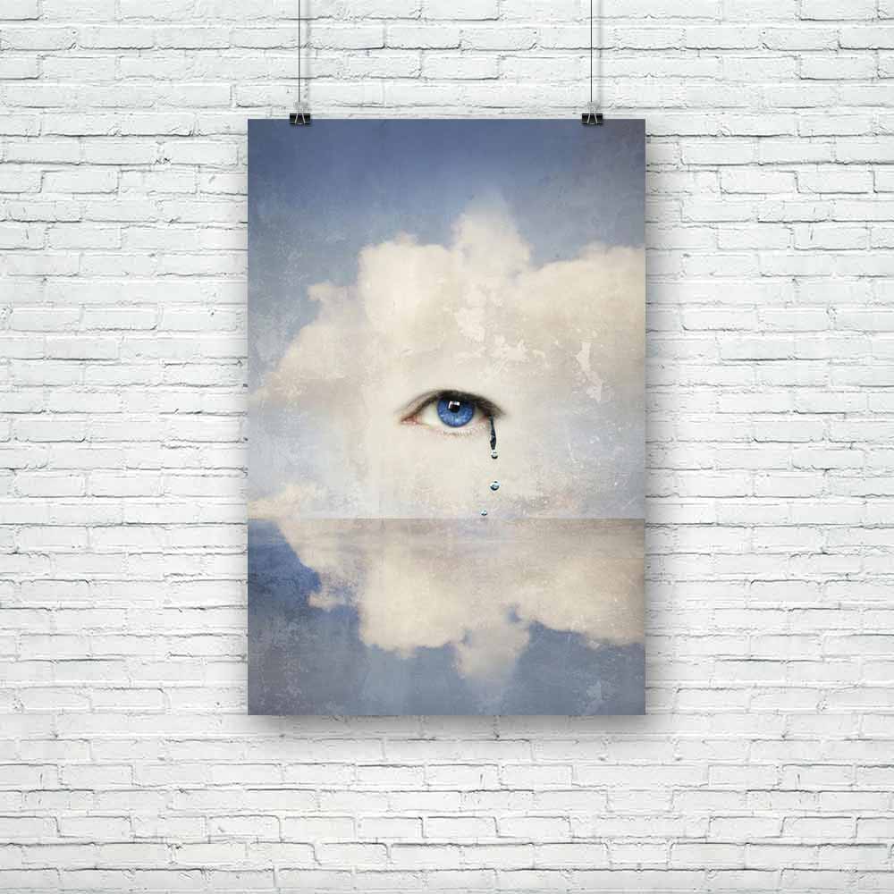 Human Eye Crying In The Clouds Unframed Paper Poster – ArtzFolio.com