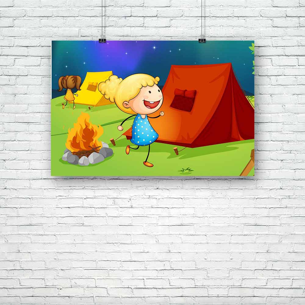 Kids Near Fire Unframed Paper Poster – ArtzFolio.com