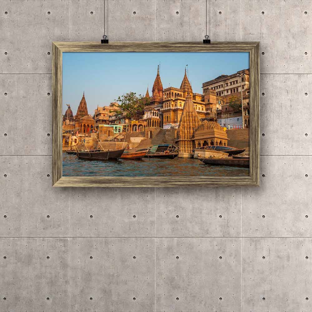 Pitaara Box Varanasi Morning Canvas Painting Synthetic Frame ...