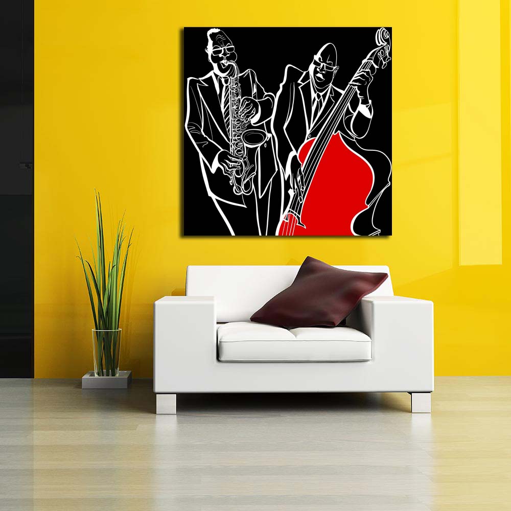 Jazz Band Canvas Painting Synthetic Frame – ArtzFolio.com