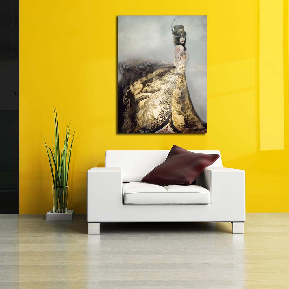 Portrait Of An Extravagant Lady Canvas Painting Synthetic Frame ...