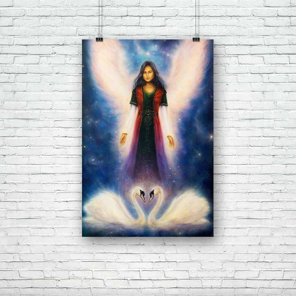 Angel Woman With Radiant Wings Unframed Paper Poster – ArtzFolio.com