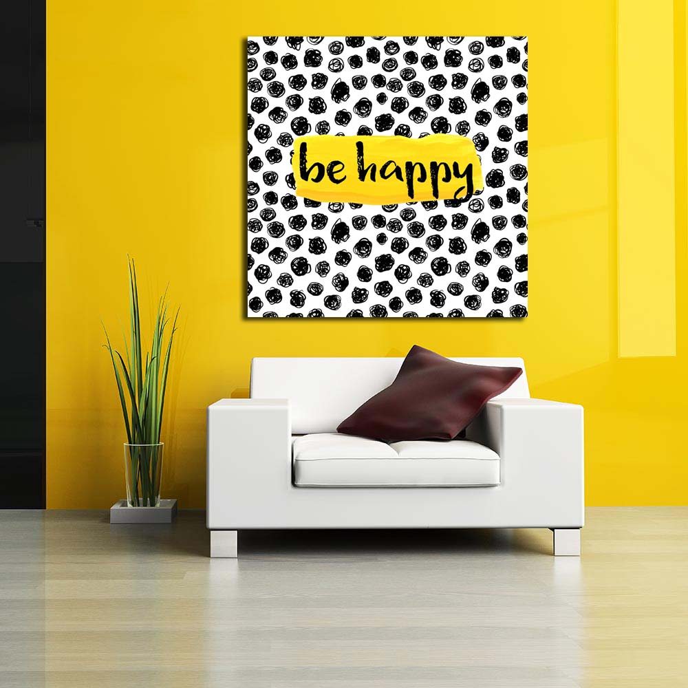 Be Happy Canvas Painting Synthetic Frame – ArtzFolio.com
