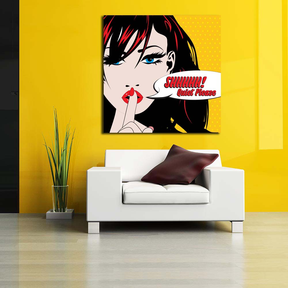 Pop Art Woman Canvas Painting Synthetic Frame – ArtzFolio.com