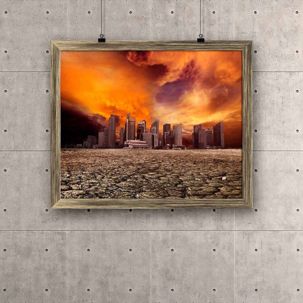 ArtzFolio City Overlooking Desolate Desert Canvas Painting Synthetic ...