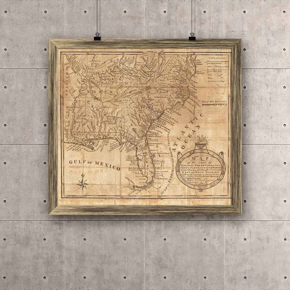 ArtzFolio Photo of America as per 1789 Old Map Canvas Painting ...
