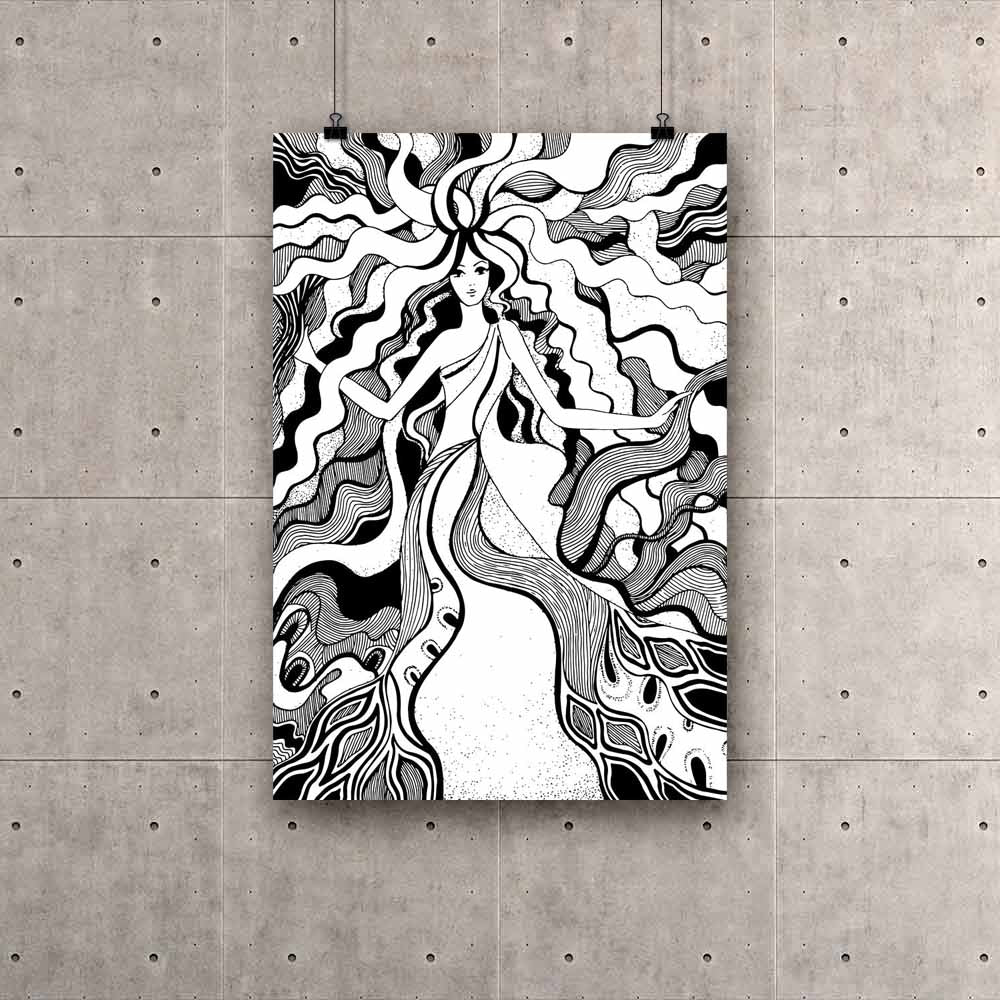 ArtzFolio Drawing Of A Girl D1 Unframed Premium Canvas Painting ...