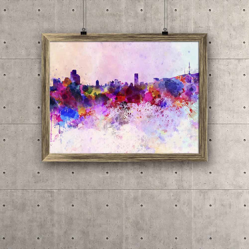 ArtzFolio Seoul, South Korea Skyline In Watercolor Canvas Painting ...