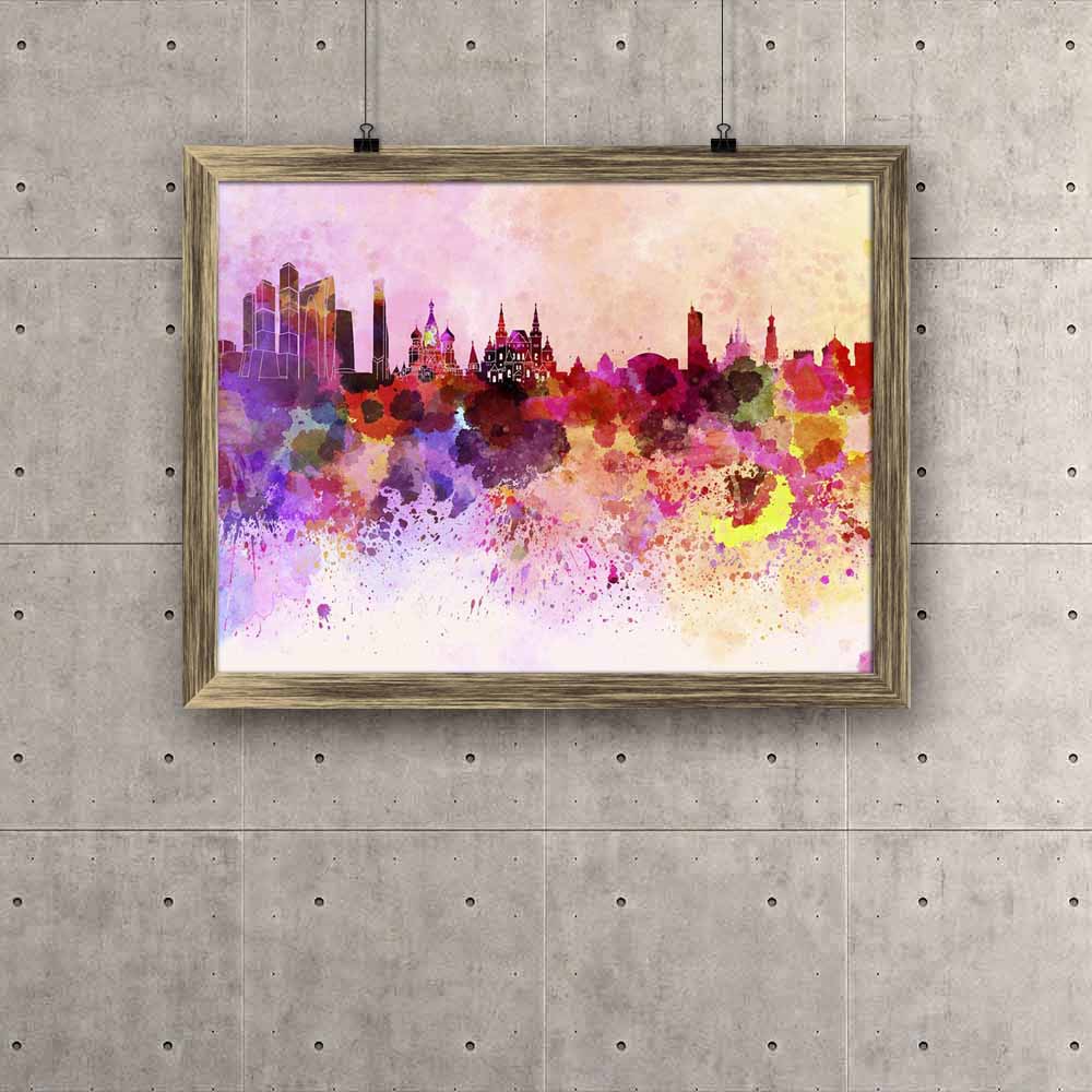 ArtzFolio Moscow, Capital of Russia, Skyline In Watercolor Canvas ...