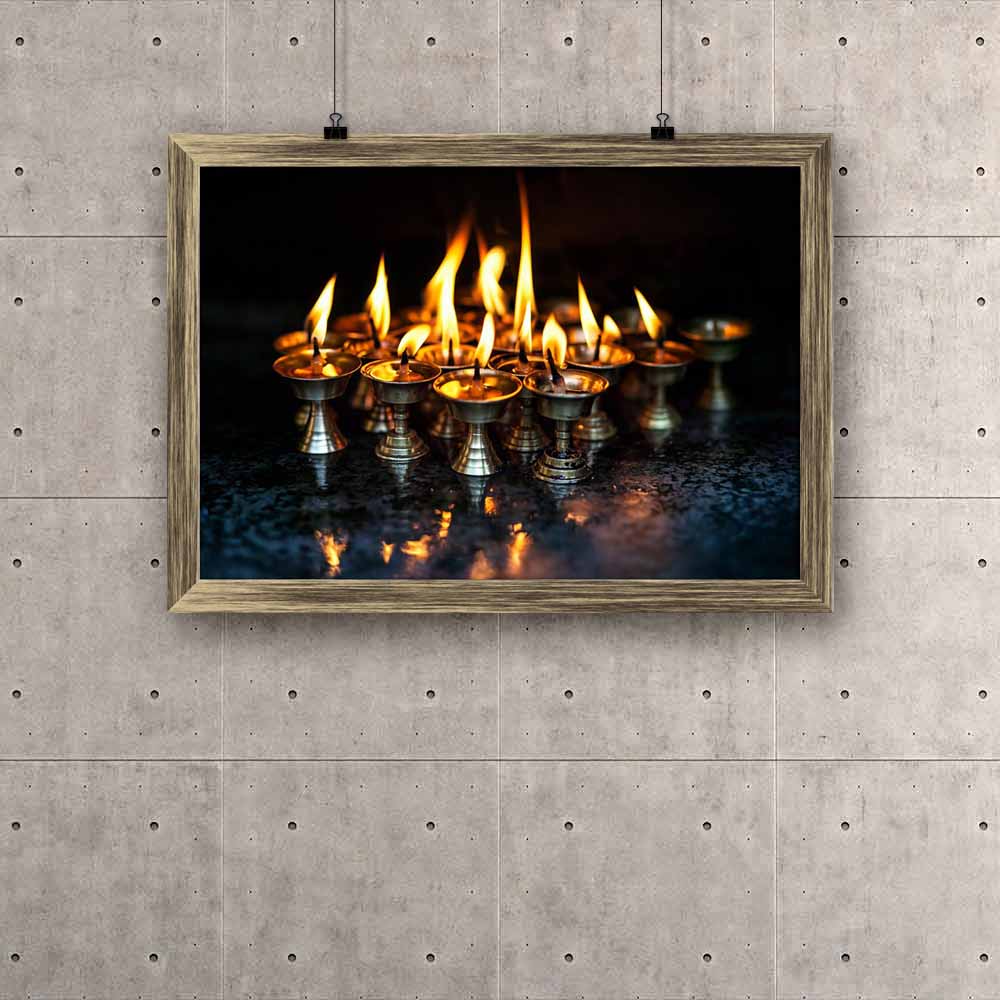 ArtzFolio Butter Lamps With Flames In The Temple Of Nepal Canvas ...
