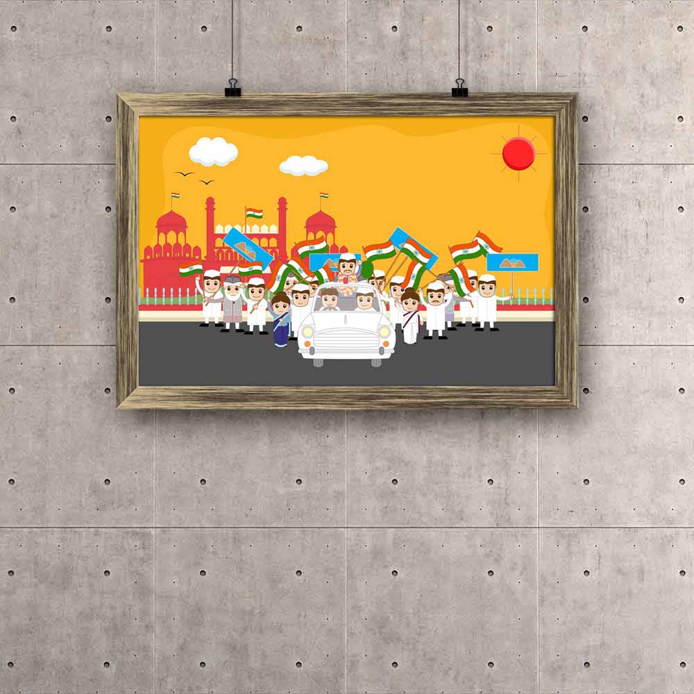 ArtzFolio Indian Flag in Front of Red Fort, New Delhi, India Canvas ...