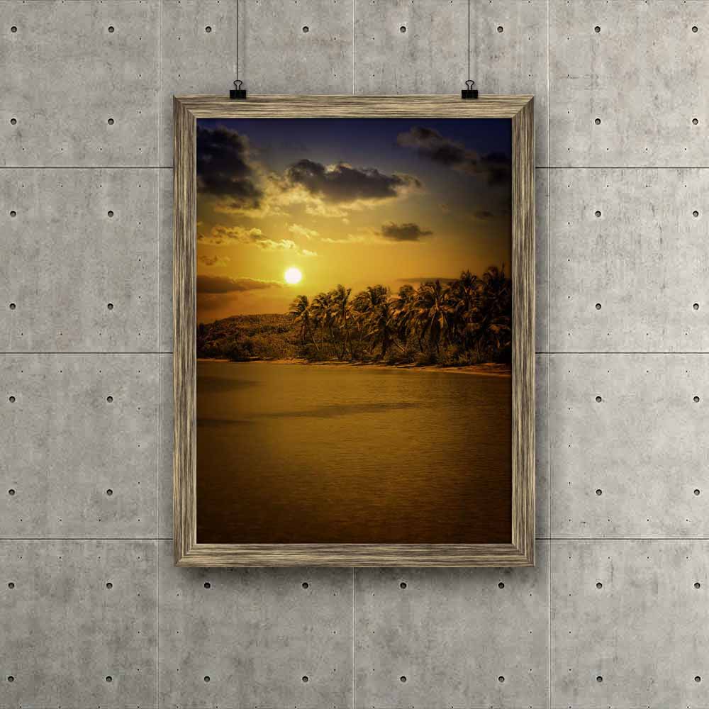 ArtzFolio Gold Caribbean Sunset Over Mexican Contoy Island D2 Canvas ...