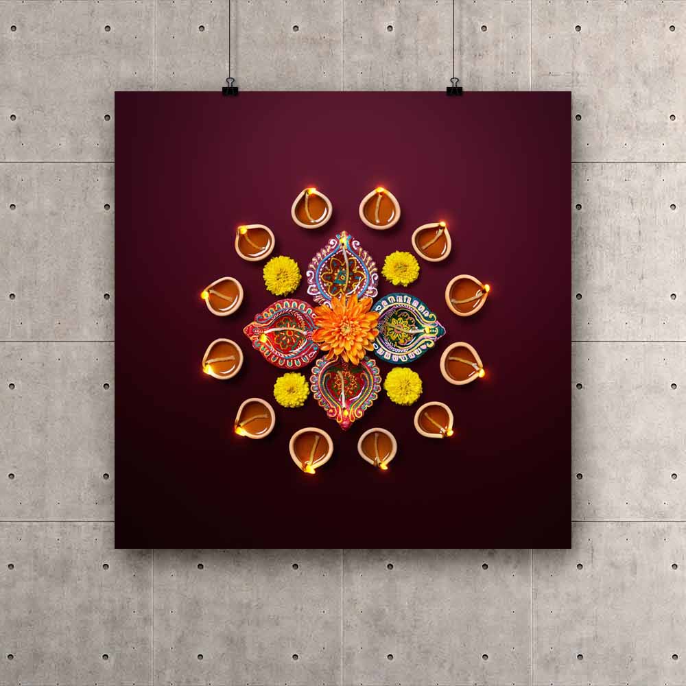 ArtzFolio Traditional Photo of Colorful Diwali Diya Lamps Unframed ...