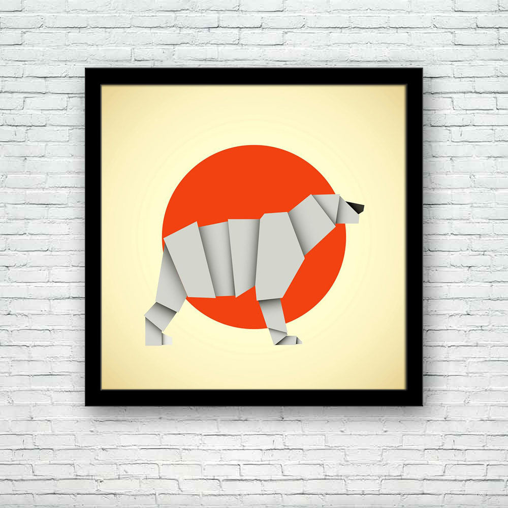 Origami Polar Bear Painting Poster Frame – ArtzFolio.com
