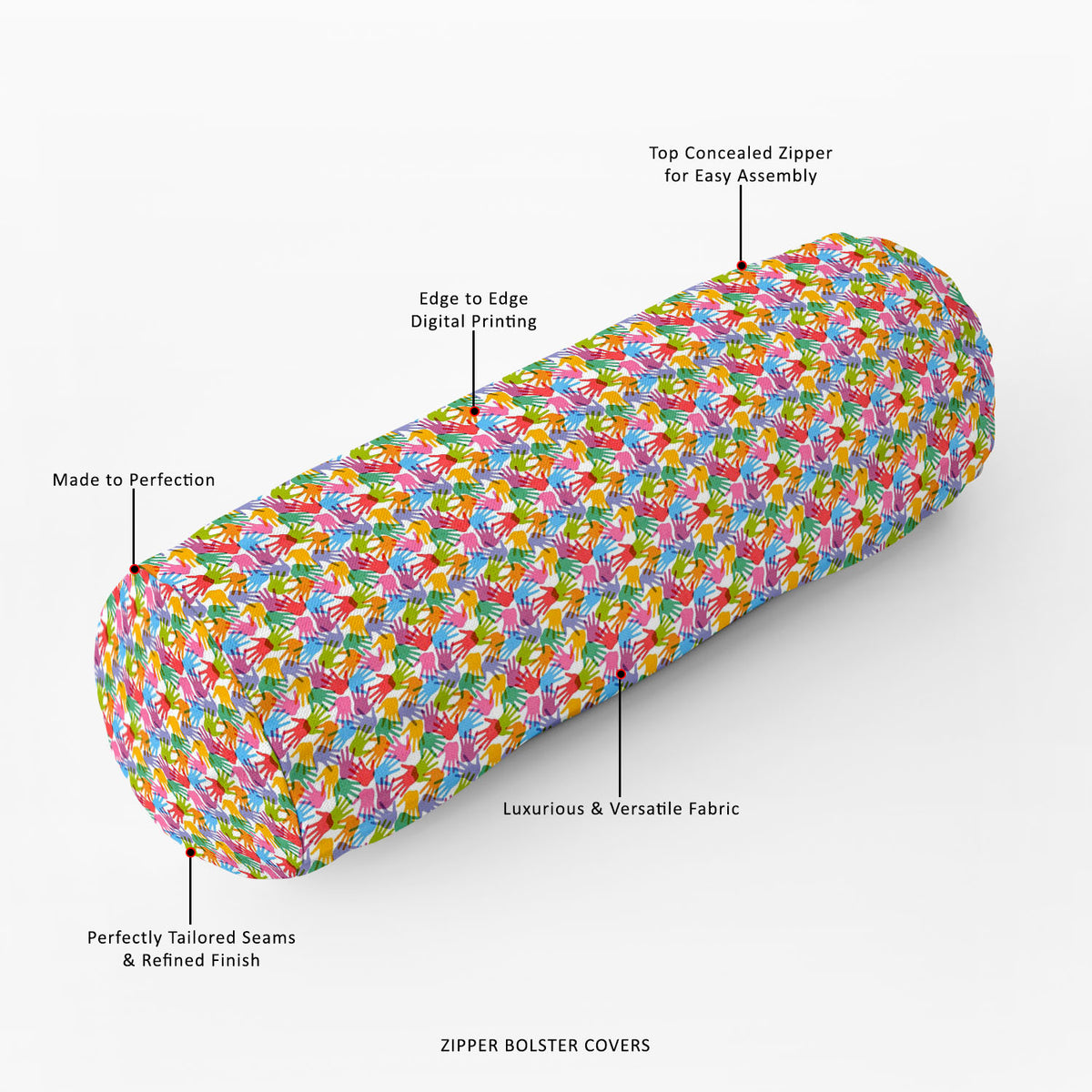 ArtzFolio Handprint Bolster Cover Booster Cases | Concealed Zipper ...