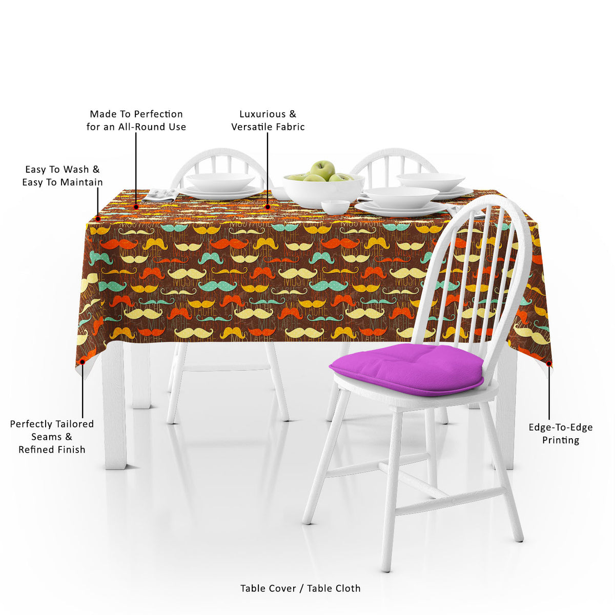 Vintage Mustache Table Cloth Cover – ArtzFolio.com