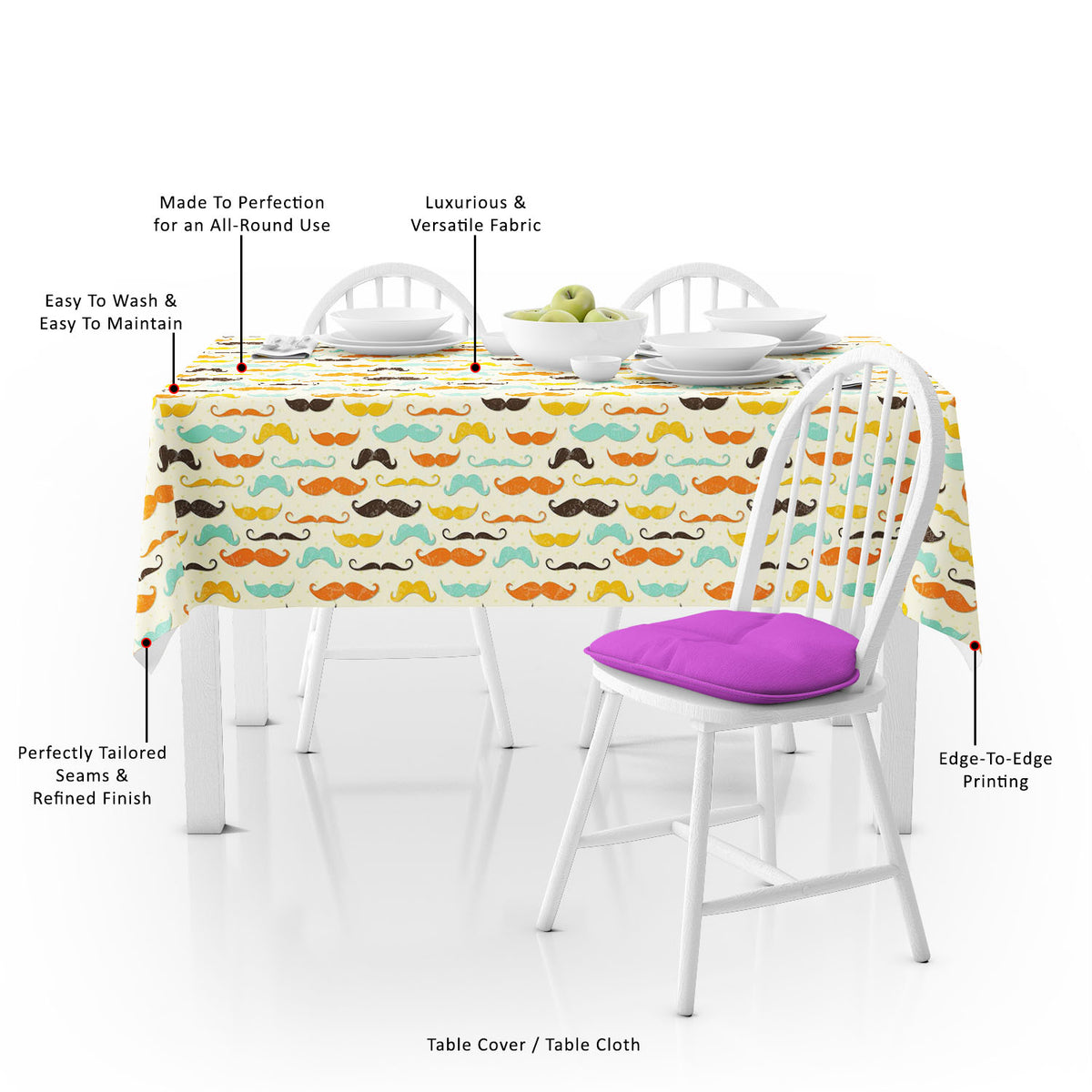 Vintage Mustache Table Cloth Cover – ArtzFolio.com