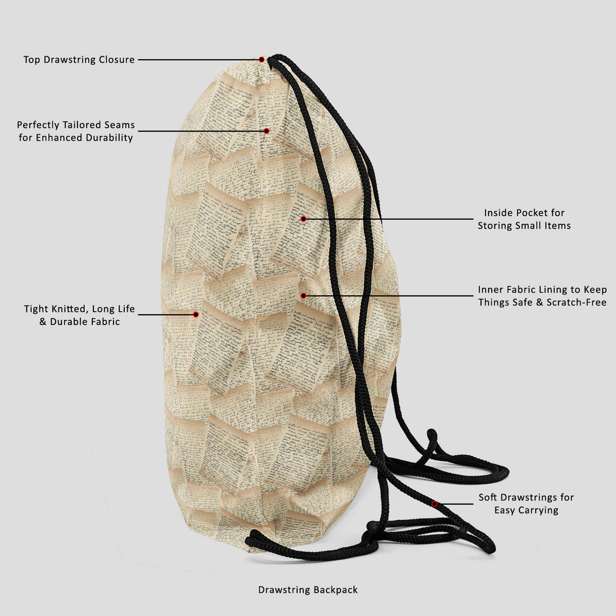 Vintage Handwriting Letter Backpack for Students | College & Travel Bag ...