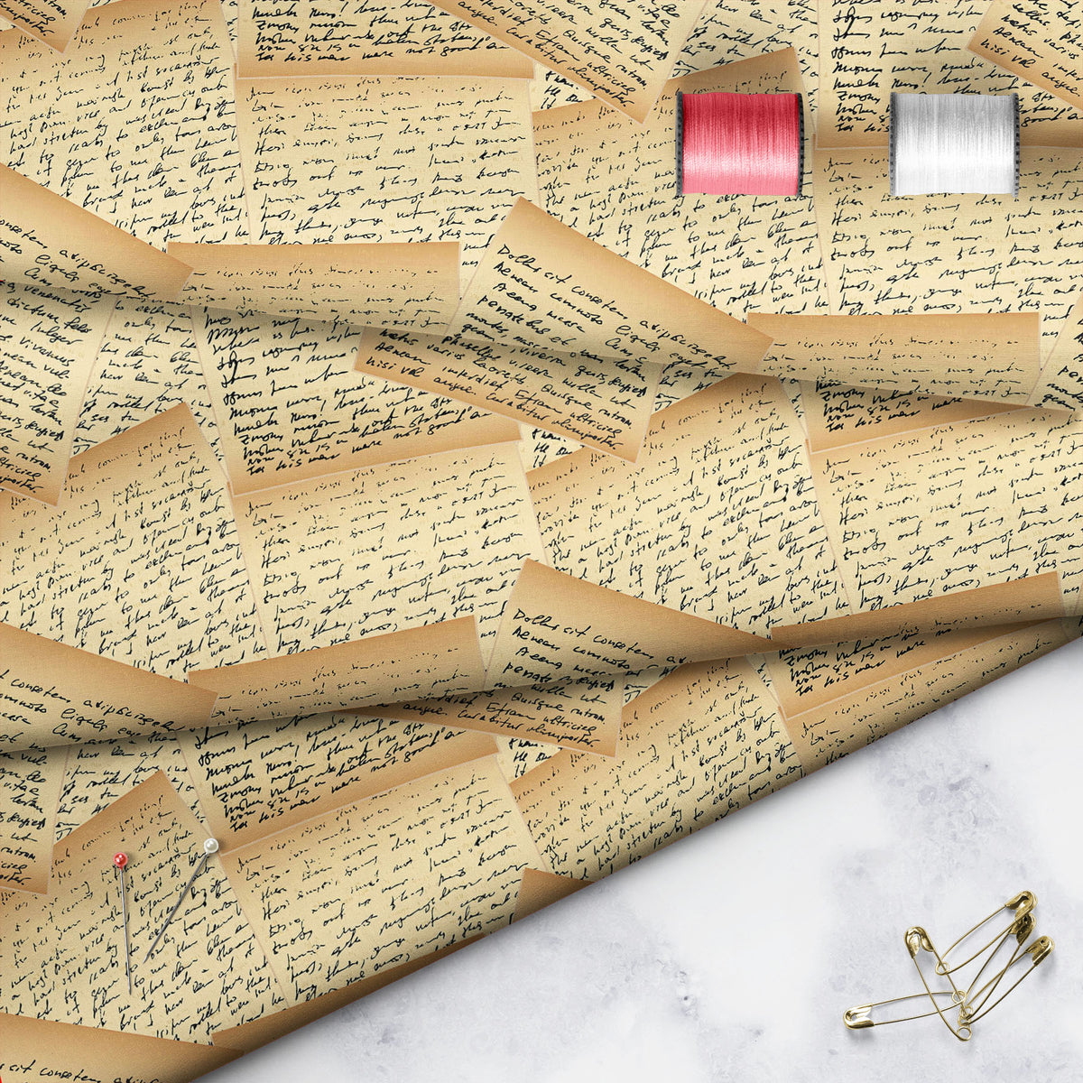 Vintage Handwriting Letter Upholstery Fabric by Metre | For Sofa ...