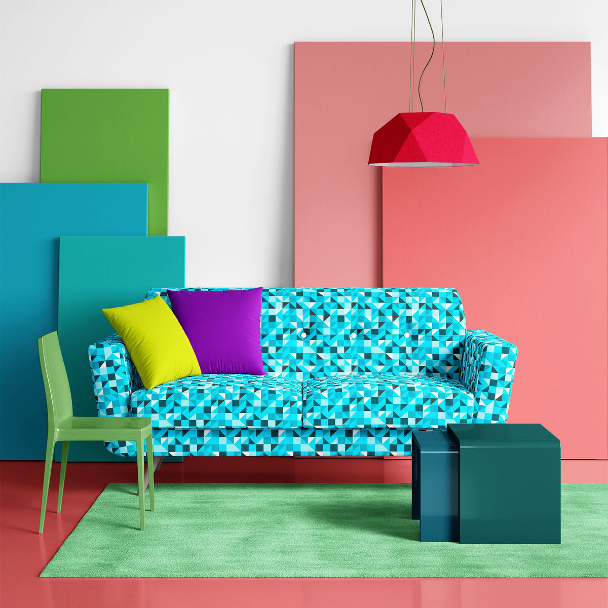 Blue Triangle Sofa Fabric by Metre | Upholstery For Sofa, Curtains ...