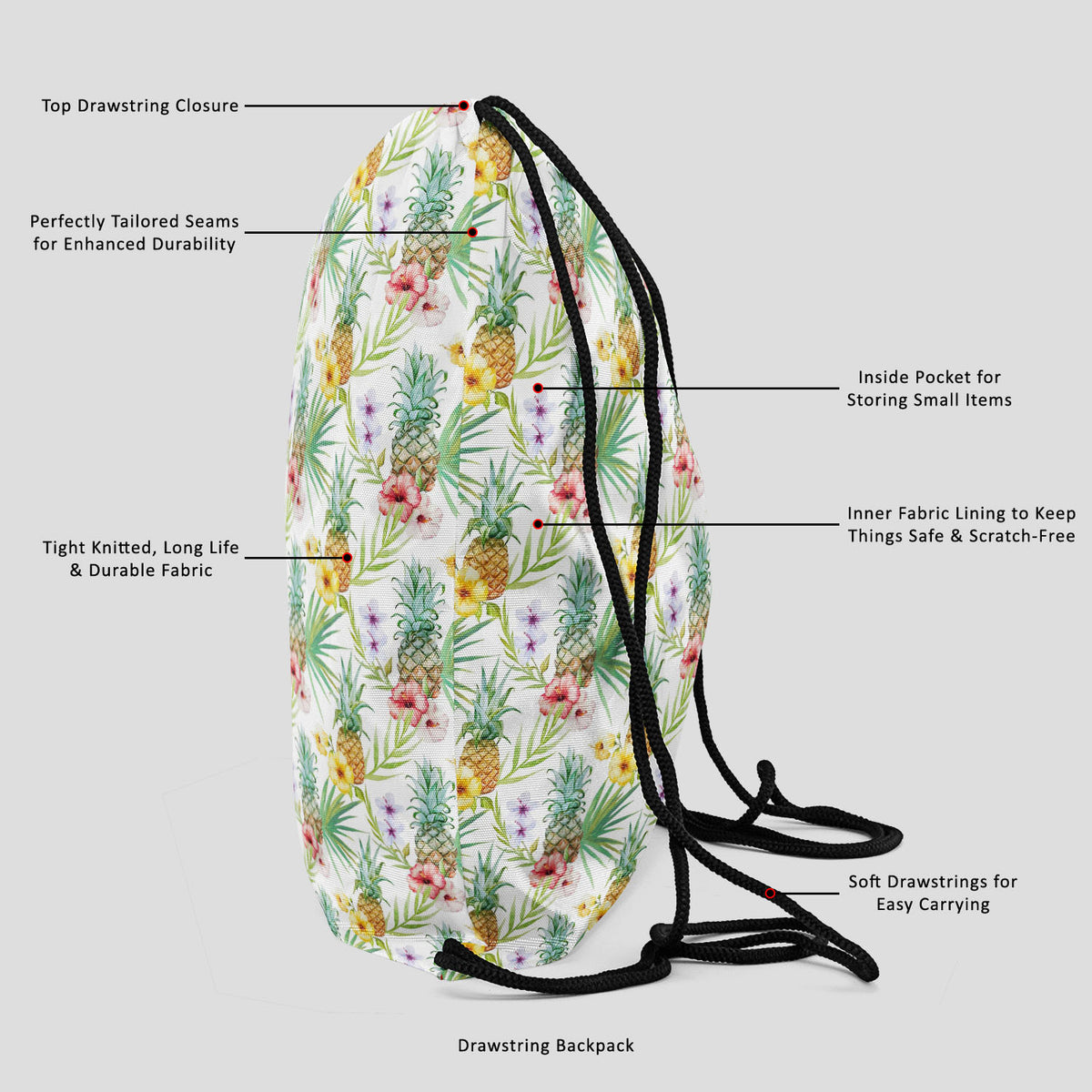 Pineapples & Hibiscus Backpack for Students | College & Travel Bag ...