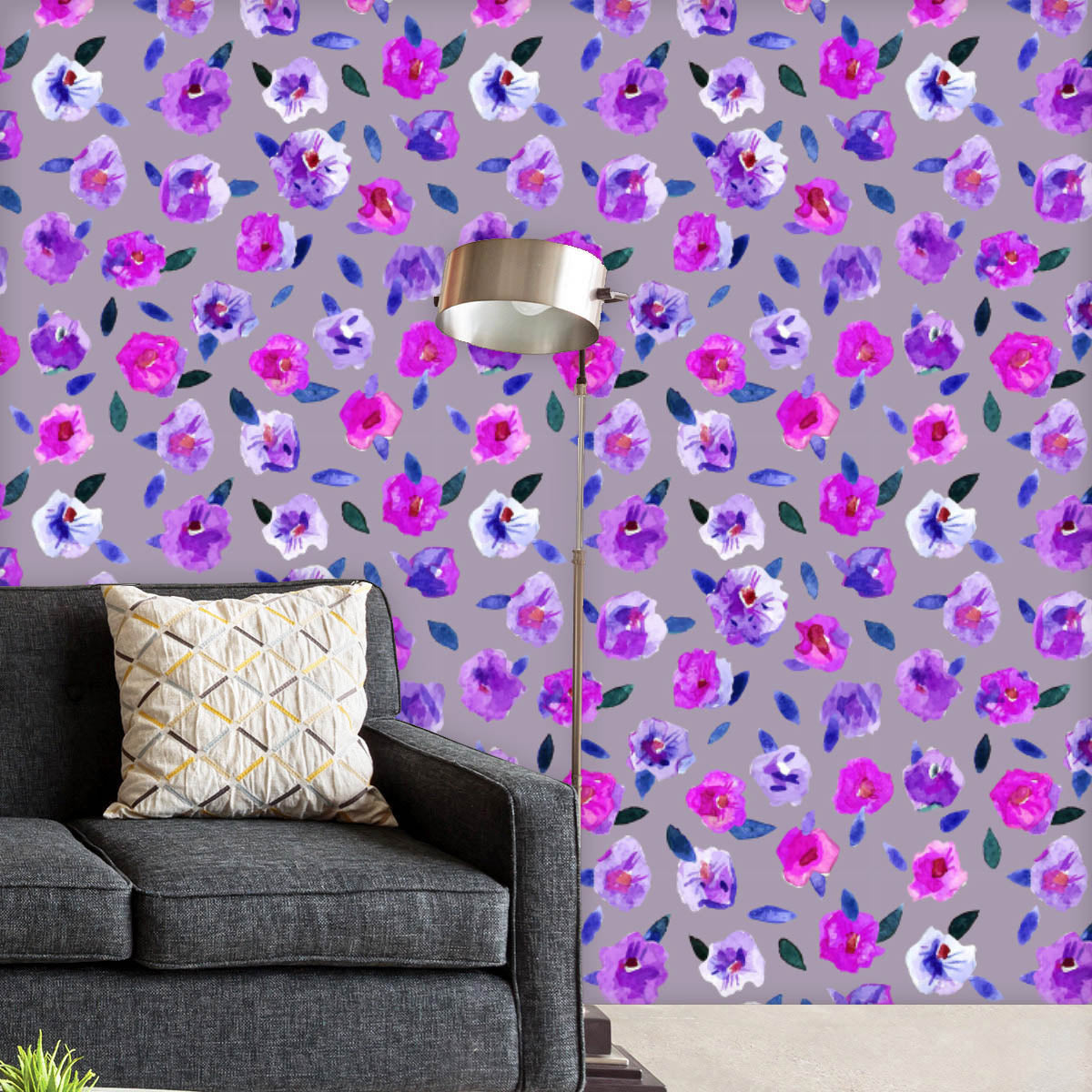 ArtzFolio Watercolor Flowers And Leaves Wallpaper Roll | Easy to ...