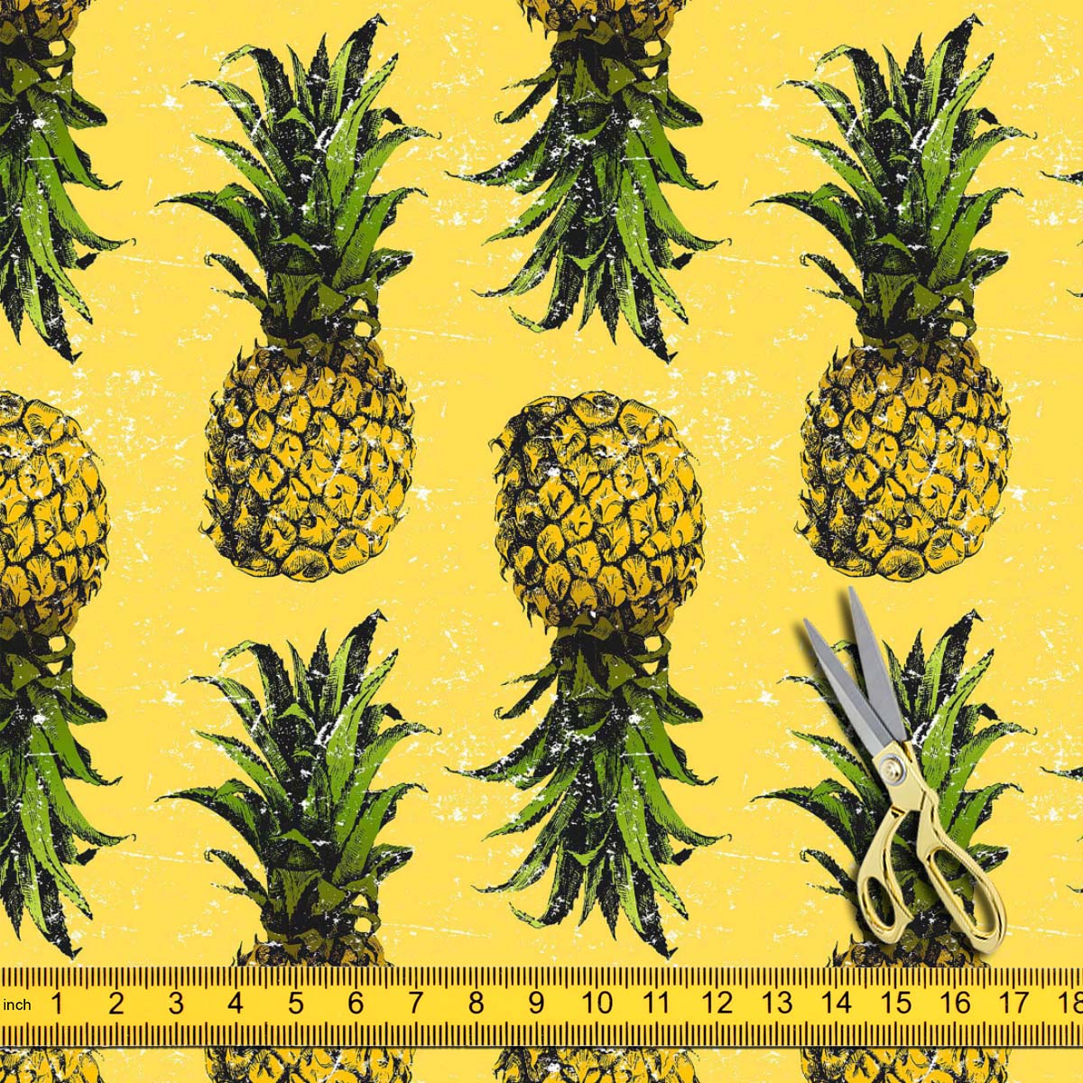 Hand Drawn Pineapple Pattern Sofa Fabric by Metre | Upholstery For Sofa ...