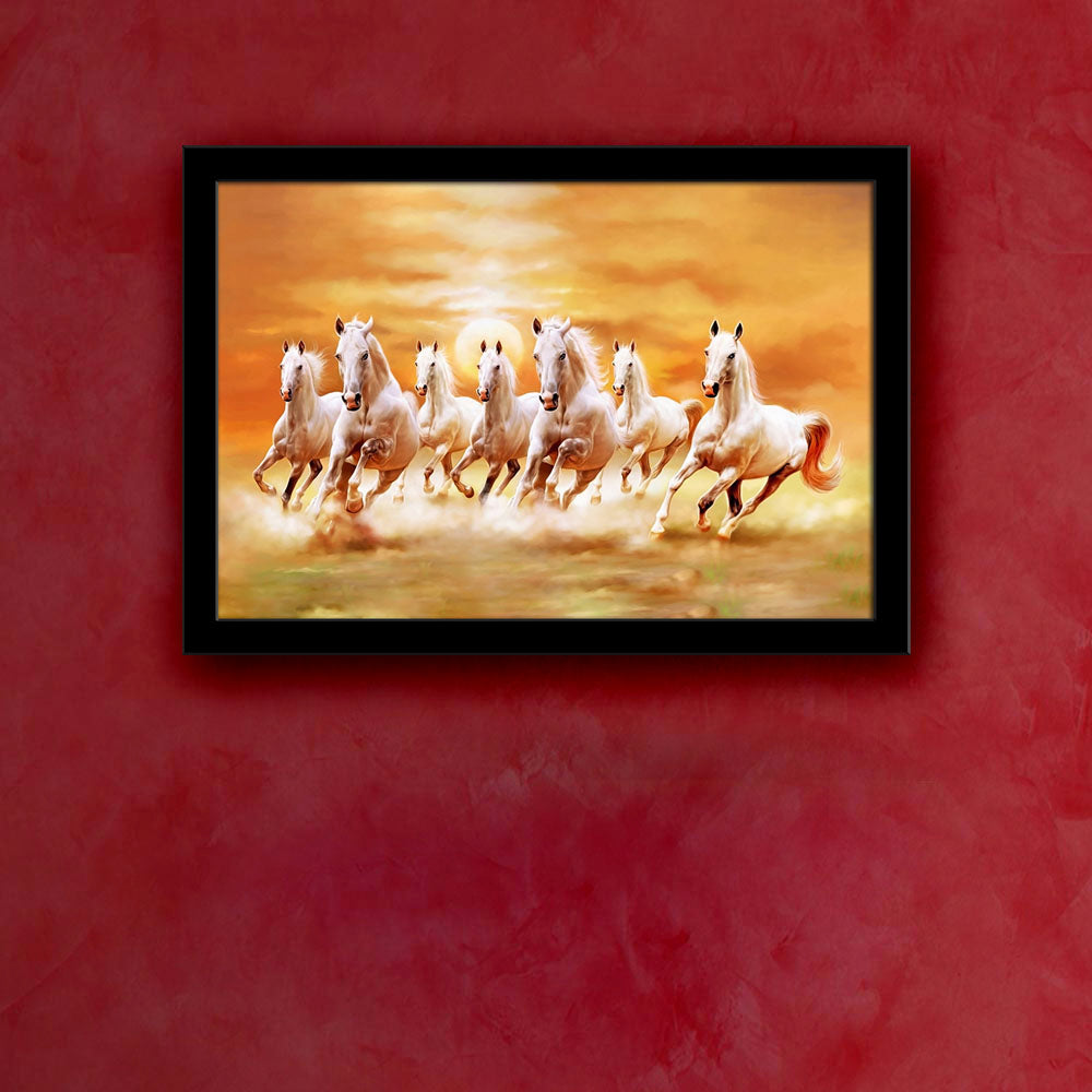 Lucky Vastu 7 Seven Horses Running Painting Poster Frame – ArtzFolio.com